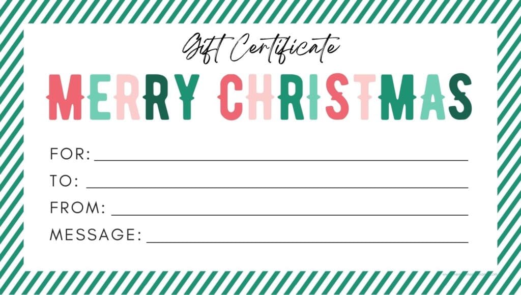 6 Free Printable Gift Certificate Templates for Christmas - The Incremental Mama