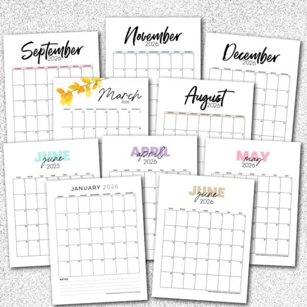 Free Printable Pretty 2026 Pink Calendar Templates - The Incremental Mama