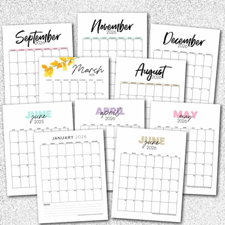 Free Printable Pretty 2026 Pink Calendar Templates - The Incremental Mama
