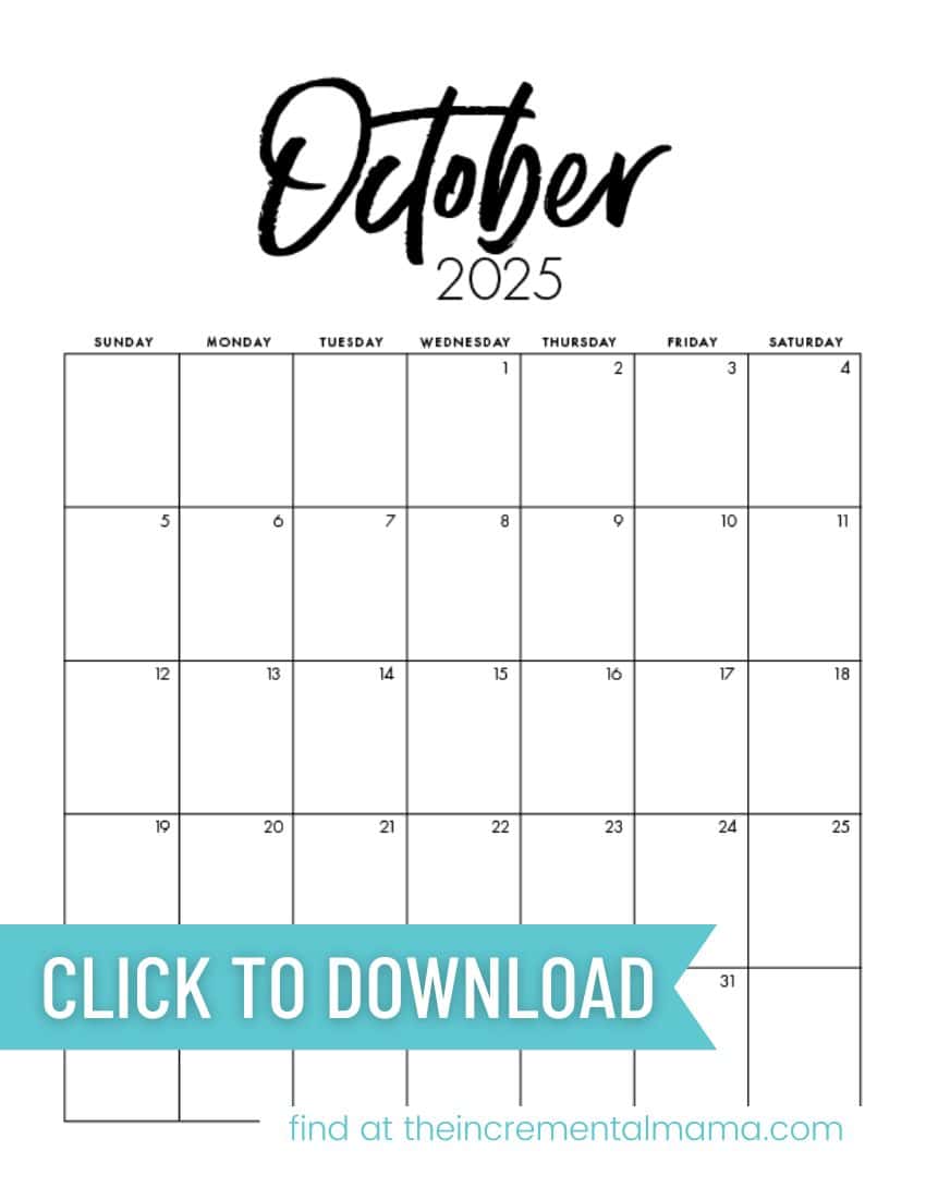 Free Printable 2025 Monthly Calendar Templates - The Incremental Mama
