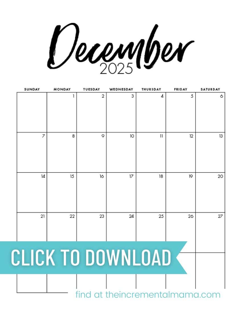 Free Printable 2025 Monthly Calendar Templates - The Incremental Mama