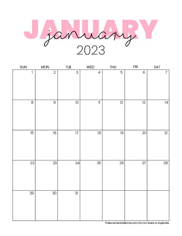2023 Pink Calendar Printables - Free PDFs To Get Organized