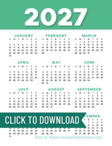 12 Free Printable One-Page Yearly Calendars - 2025, 2026, 2027 - The ...