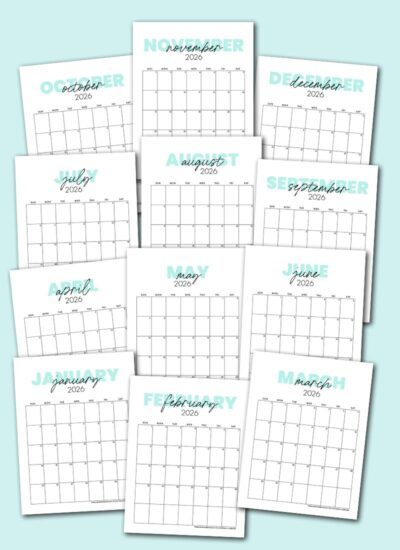 Cute 2026 Monthly Calendar Free Printable