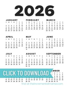 12 Free Printable One-Page Yearly Calendars - 2025, 2026, 2027 - The ...
