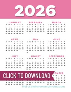 12 Free Printable One-Page Yearly Calendars - 2025, 2026, 2027 - The ...