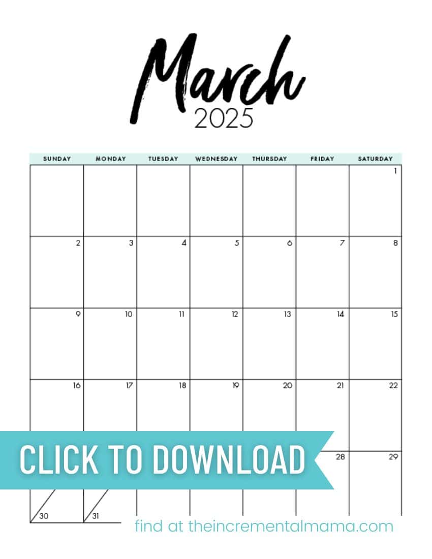 Free Printable 2025 Monthly Calendar Templates - The Incremental Mama