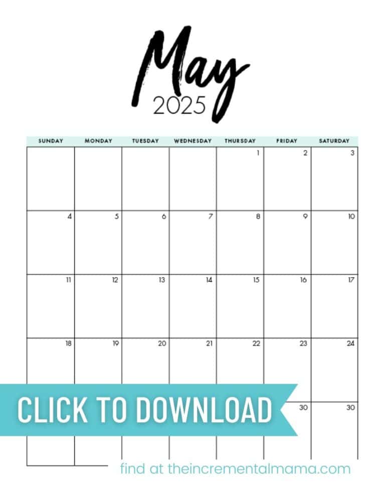 Free Printable 2025 Monthly Calendar Templates - The Incremental Mama