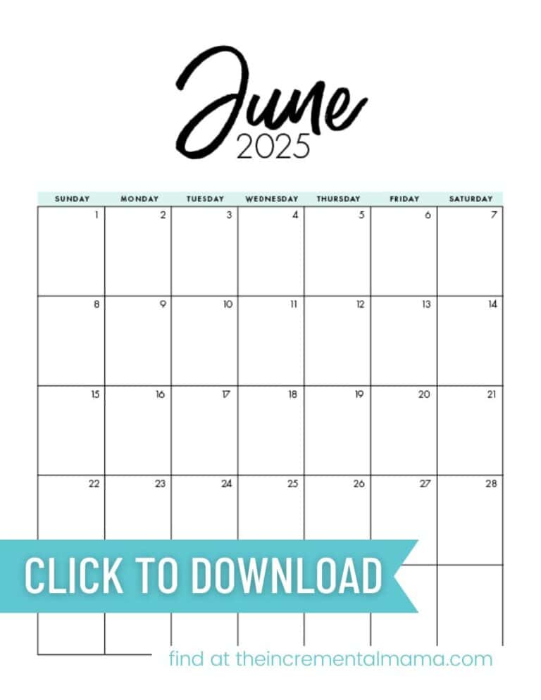 Free Printable 2025 Monthly Calendar Templates - The Incremental Mama