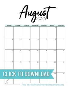 Free Printable 2025 Monthly Calendar Templates - The Incremental Mama