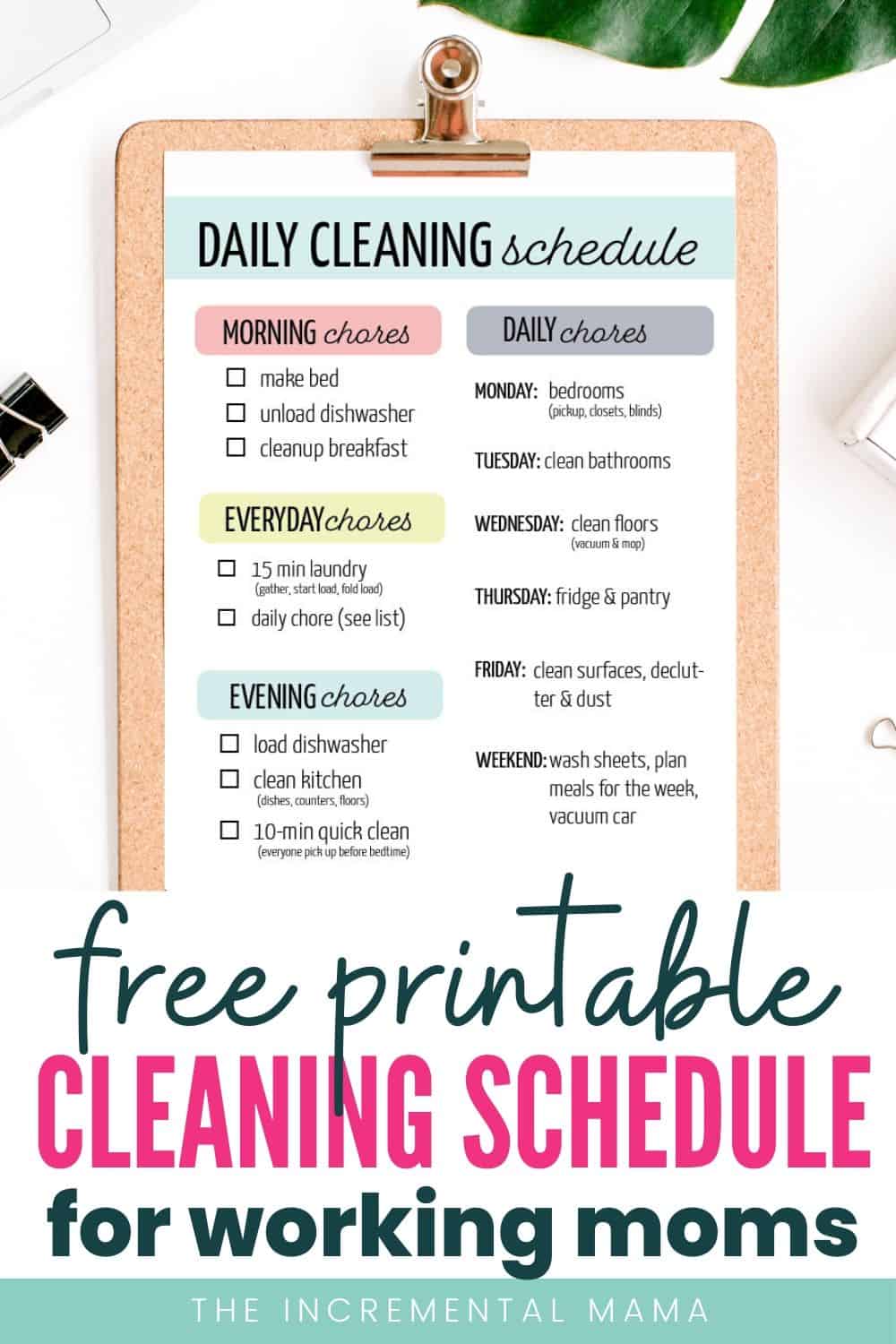 Easy Printable Cleaning Schedule For Working Moms