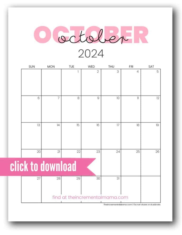 2024 Cute Calendar Templates to Organize Your Life - The Incremental Mama