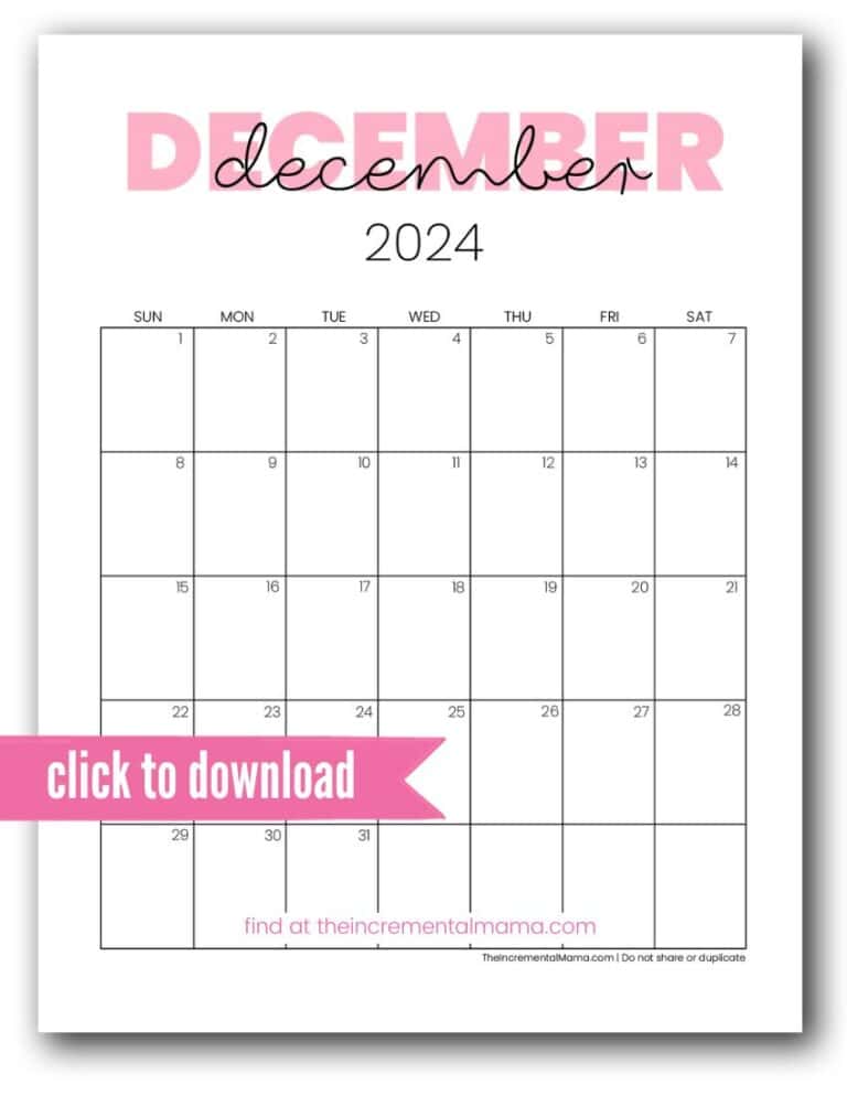 2024 Cute Calendar Templates to Organize Your Life - The Incremental Mama