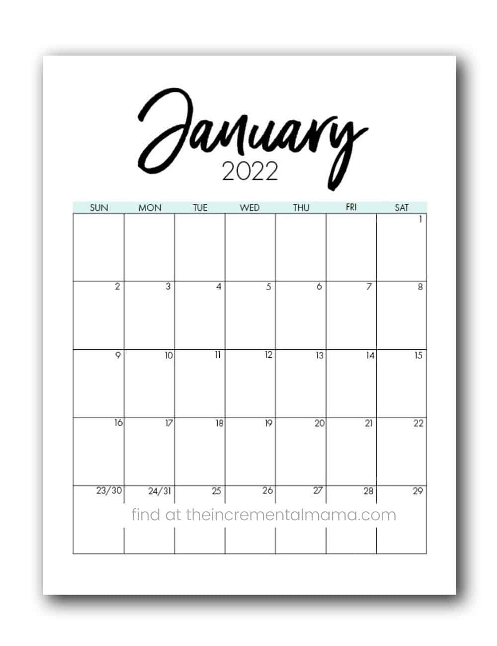 Free Printable 2022 Calendar Printable PDF Template