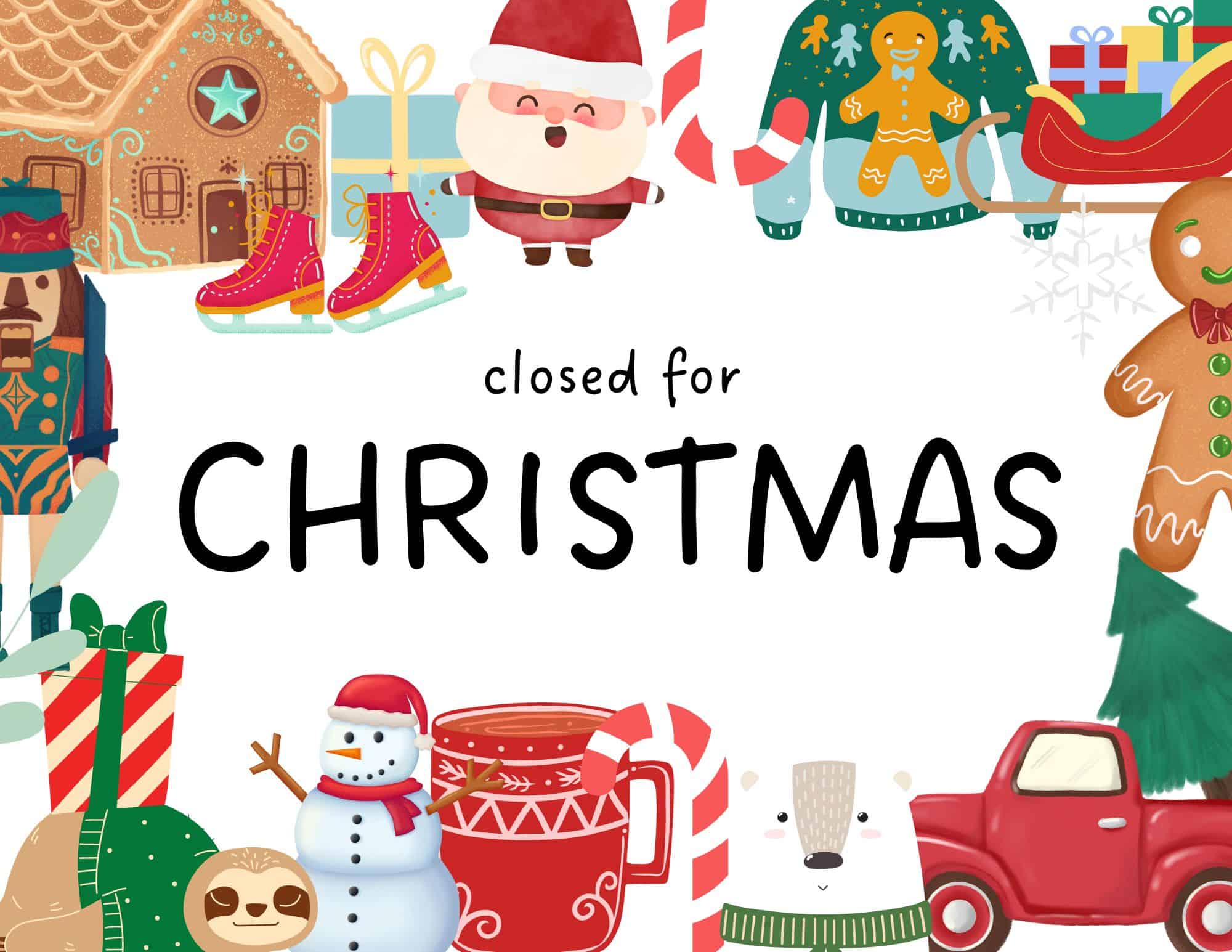 12 Free Printable Closed for Christmas Sign Templates - The Incremental ...