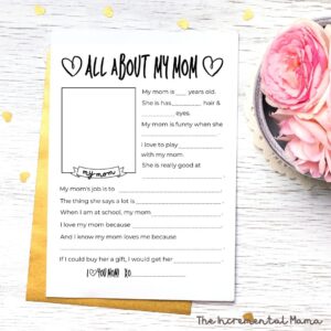 Free Mother's Day Questionnaire Printable Gift for Mom