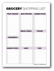 Free Printable Weekly Meal Planner & Grocery List
