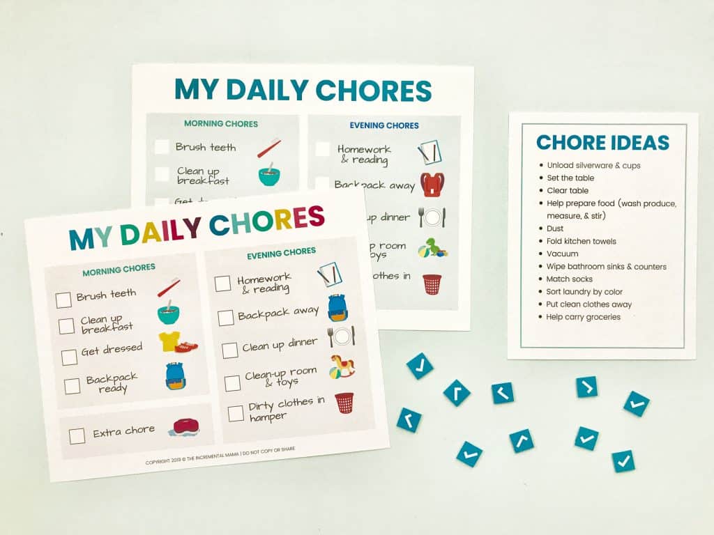 Free Printable Chore Chart for 5-6 Year Olds - The Incremental Mama