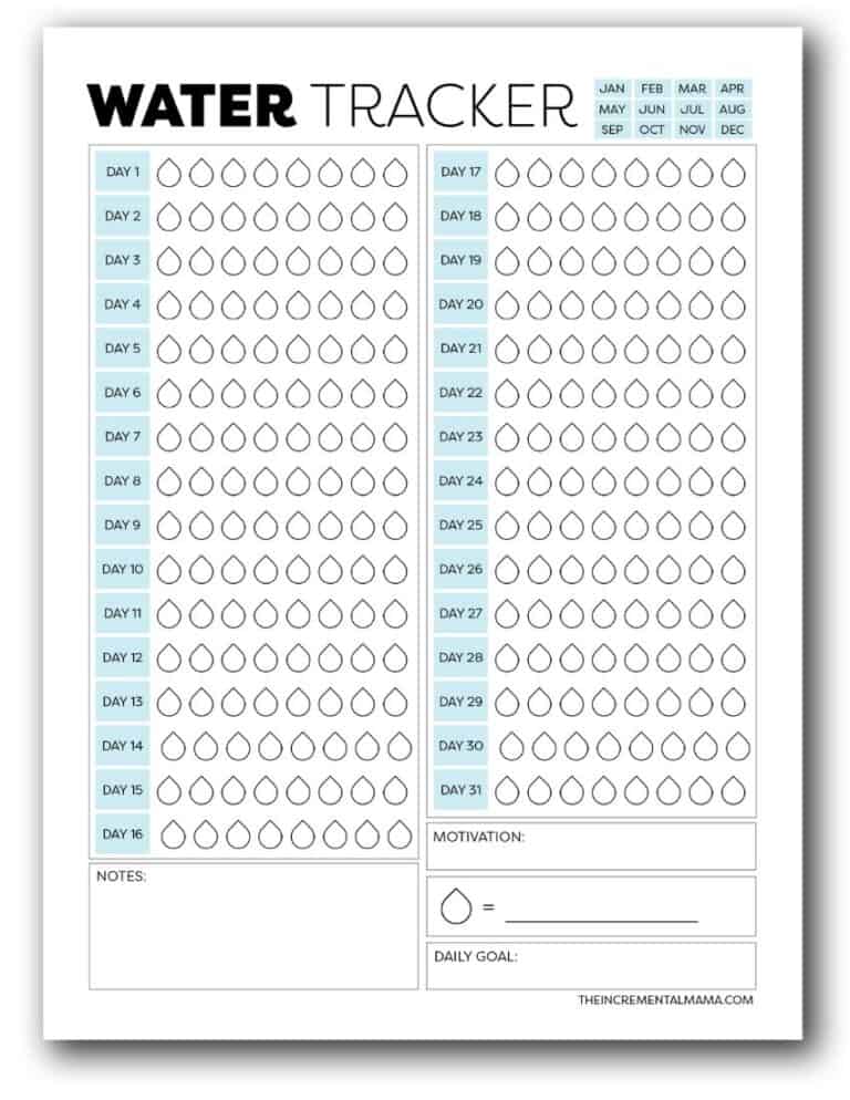 The Best 8 Free Monthly Water Tracker Printable PDFS