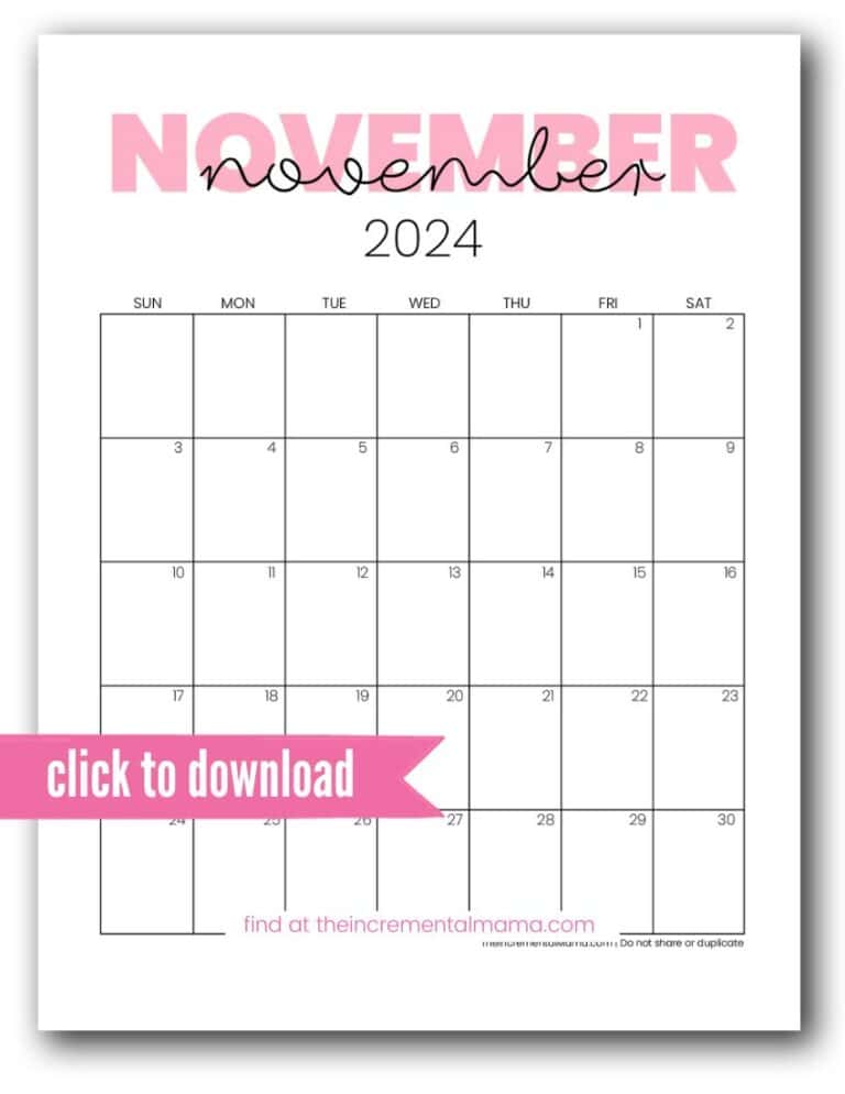 2024 Cute Calendar Templates to Organize Your Life - The Incremental Mama