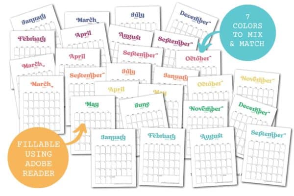 Free Fun Retro 2023 Printable Monthly Calendar Templates