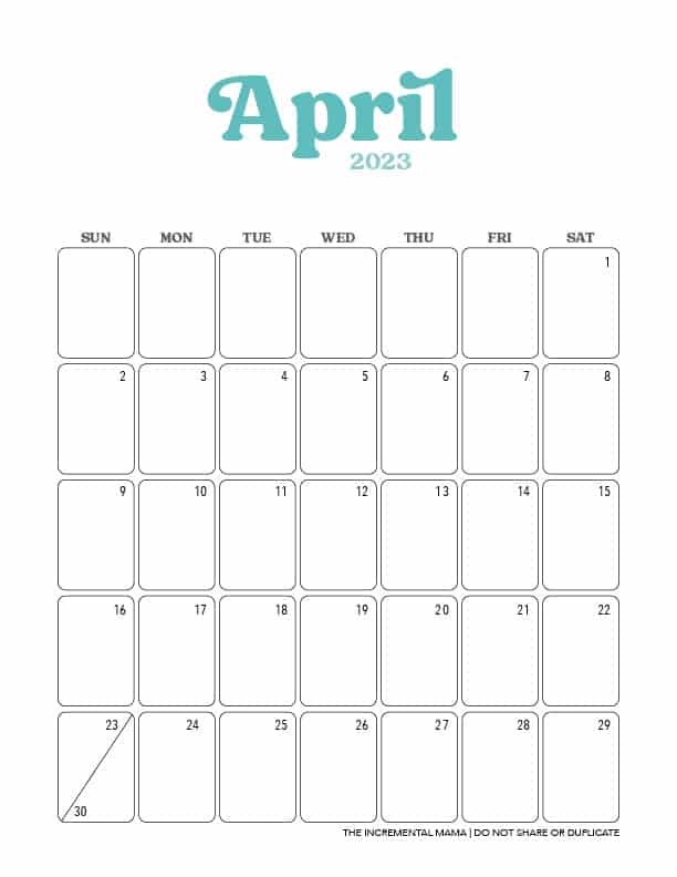 Free Fun Retro 2023 Printable Monthly Calendar Templates