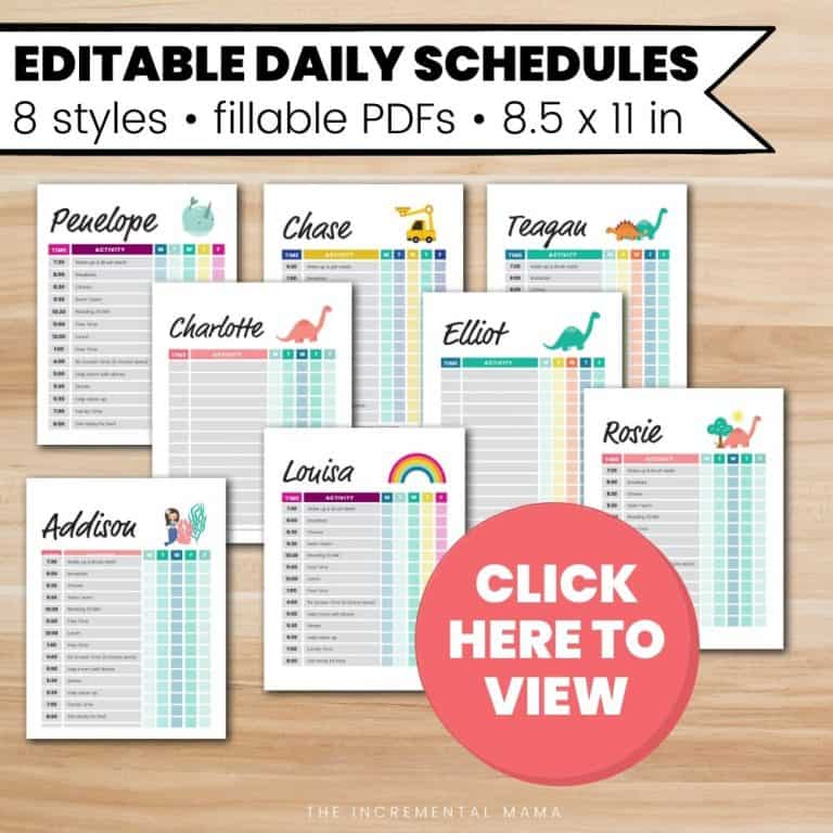 Free Printable Kid's Daily Schedule Template - The Incremental Mama