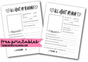 Free Mother's Day Questionnaire Printable Gift for Mom
