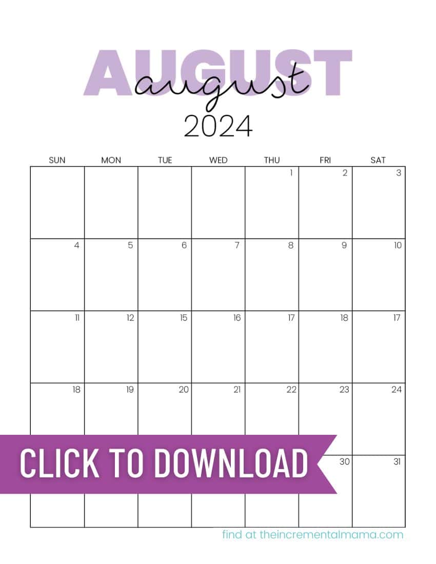 Free 2024 Monthly Calendar Printable Templates - The Incremental Mama