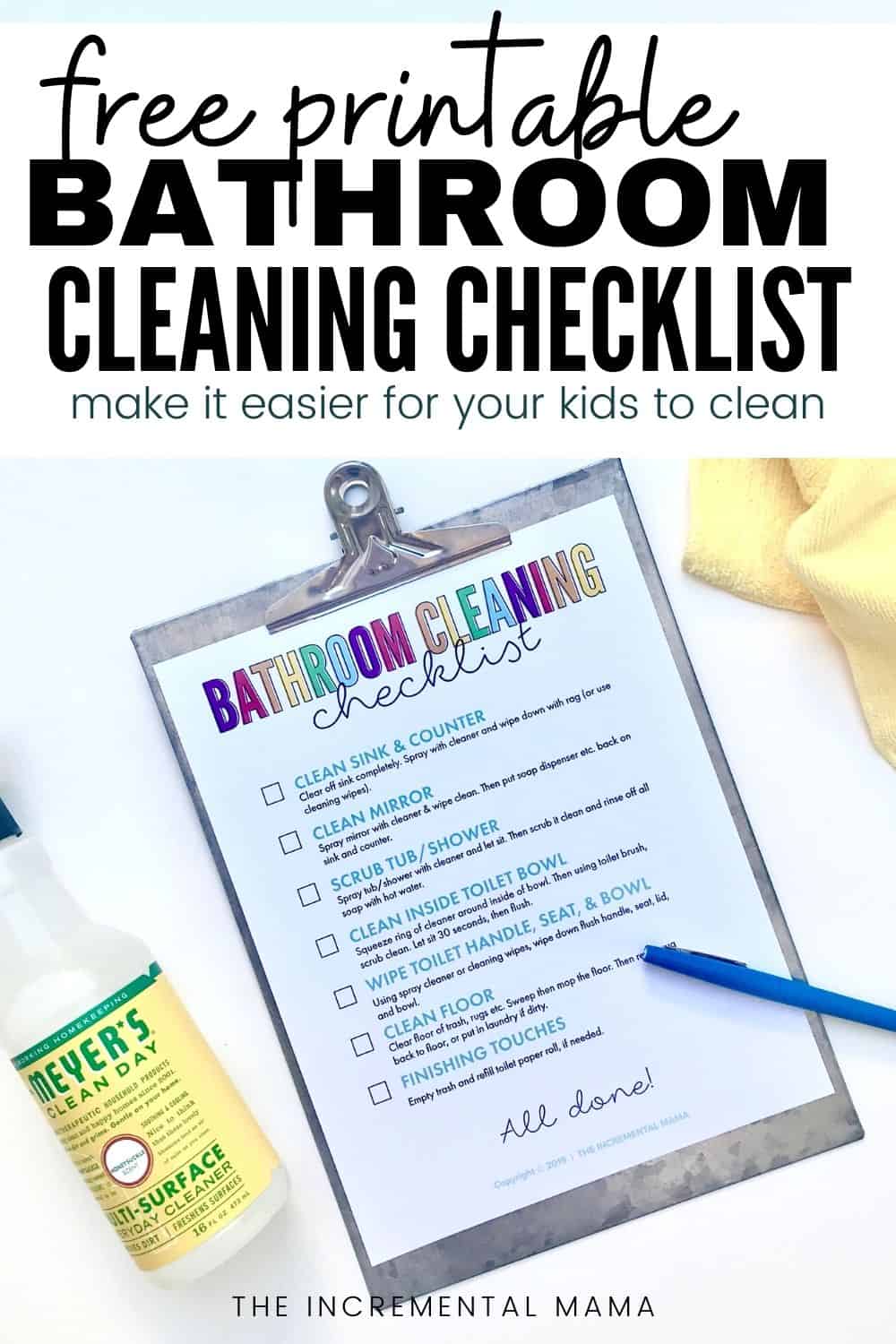 Free Printable Bathroom Cleaning Checklist for Kids