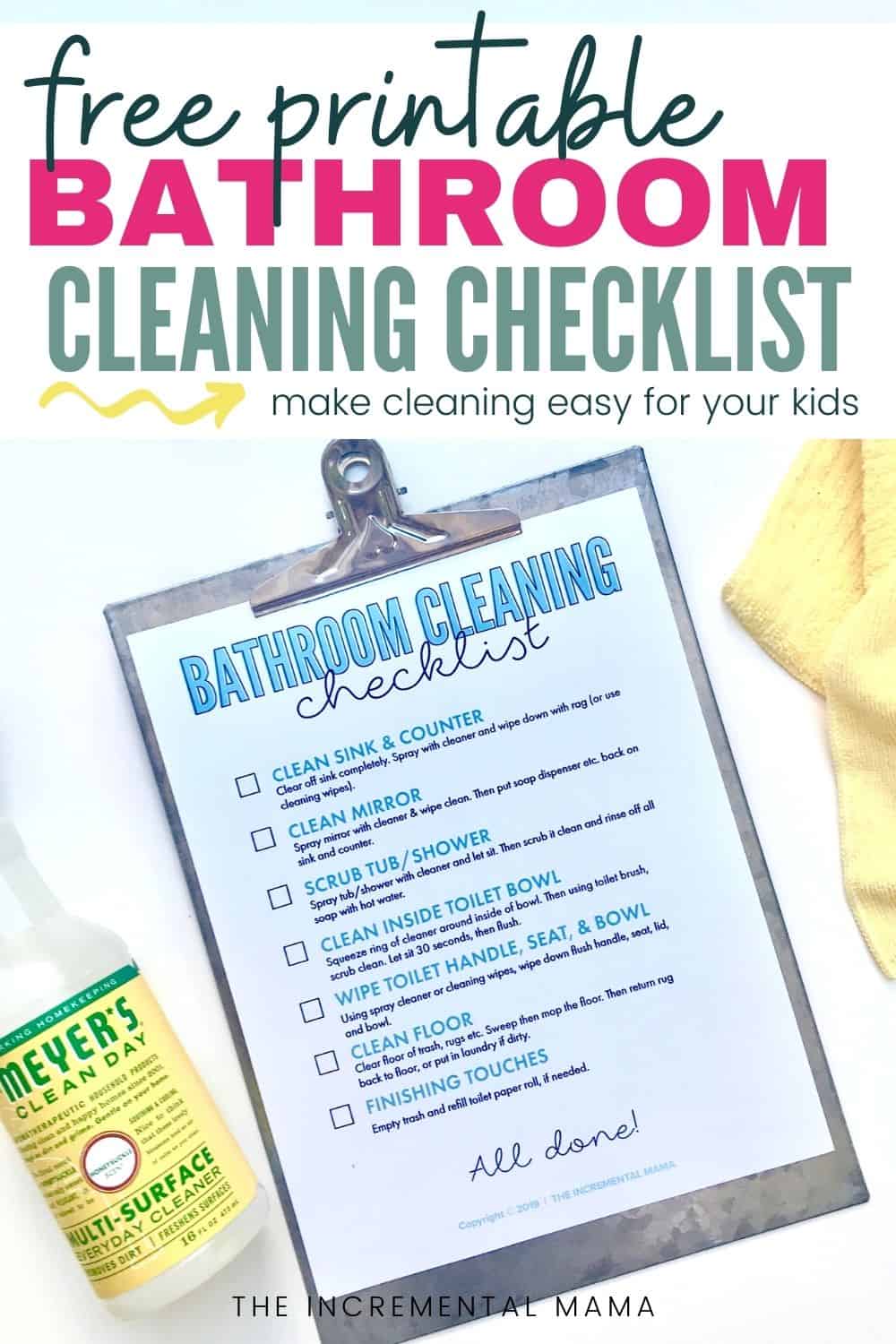 Free Printable Bathroom Cleaning Checklist for Kids