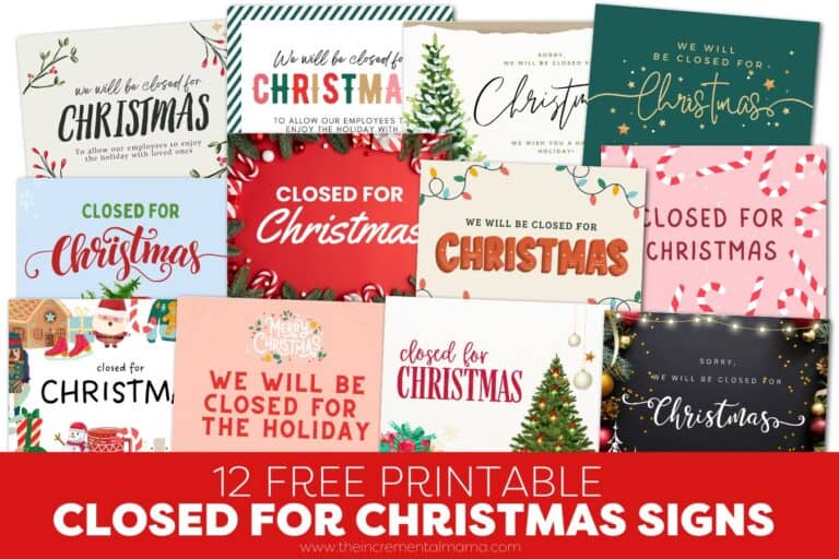 12 Free Printable Closed for Christmas Sign Templates - The Incremental ...