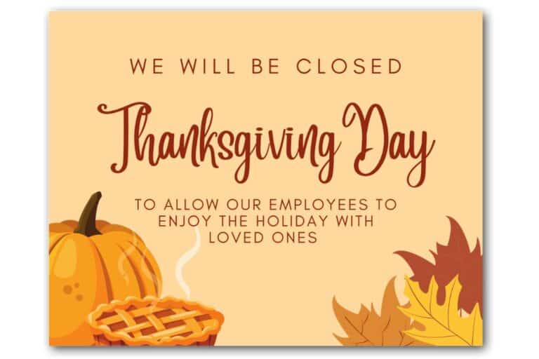 Free Printable Closed for Thanksgiving Signs (7 Templates) - The ...