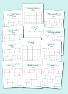 Cute Printable Calendars for 2024 (Free Monthly Templates) - The ...