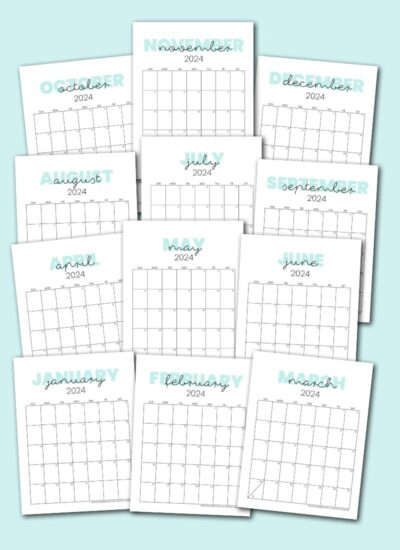 Cute Printable Calendars for 2024 (Free Monthly Templates) - The ...