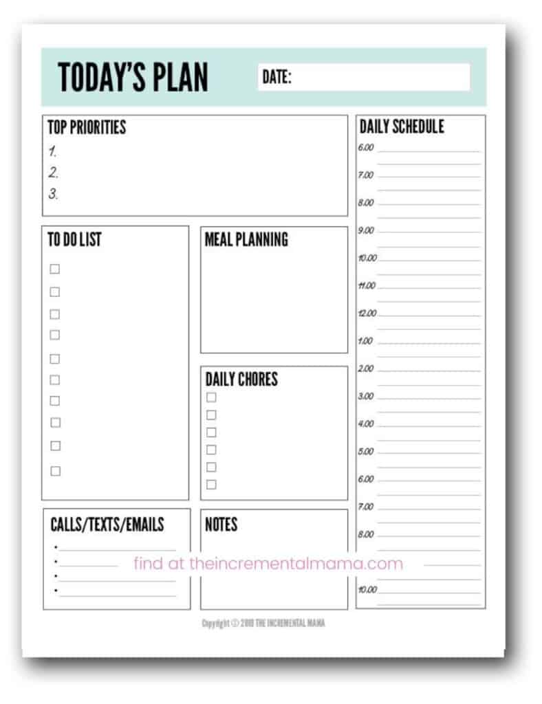 Printable Blank Daily Schedule Template
