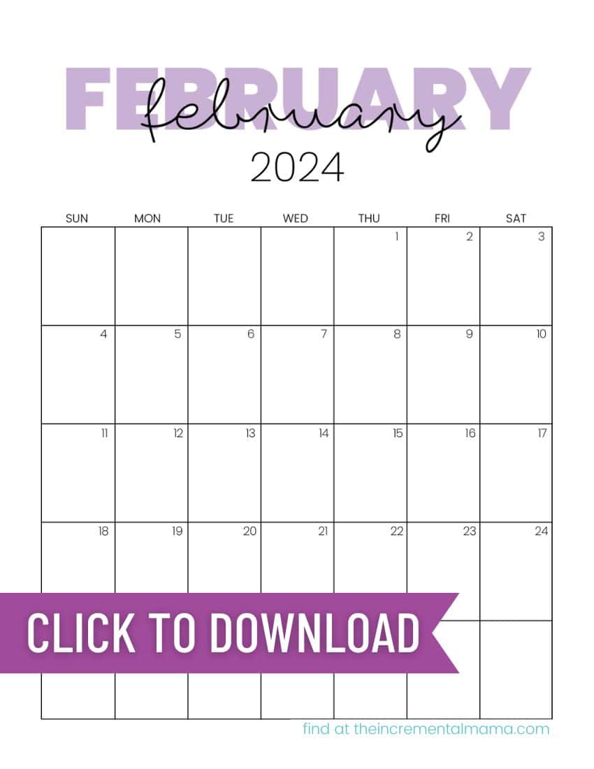 Free 2024 Monthly Calendar Printable Templates - The Incremental Mama