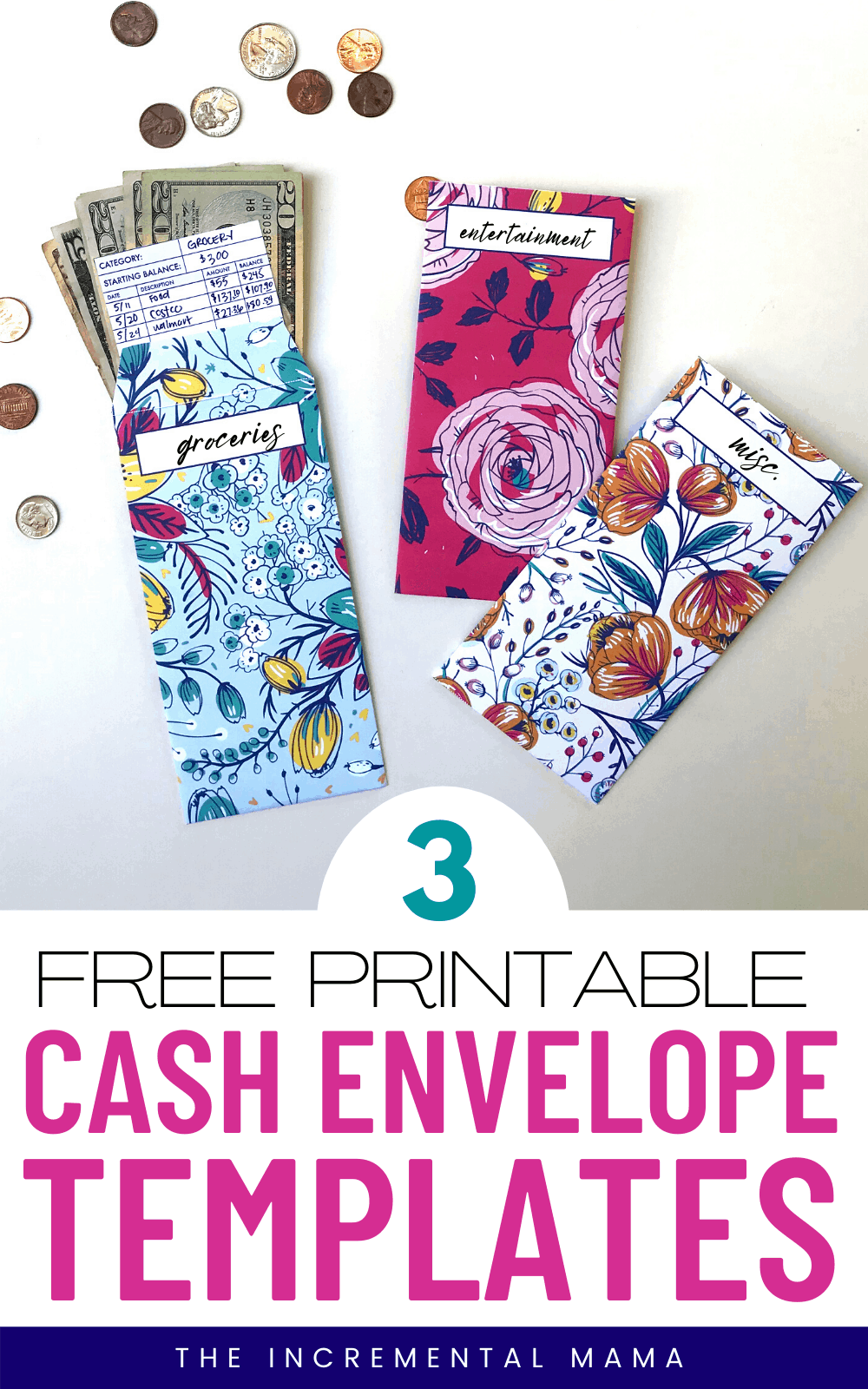 3 Fantastic Floral Vertical Cash Envelope Templates - Free Printables