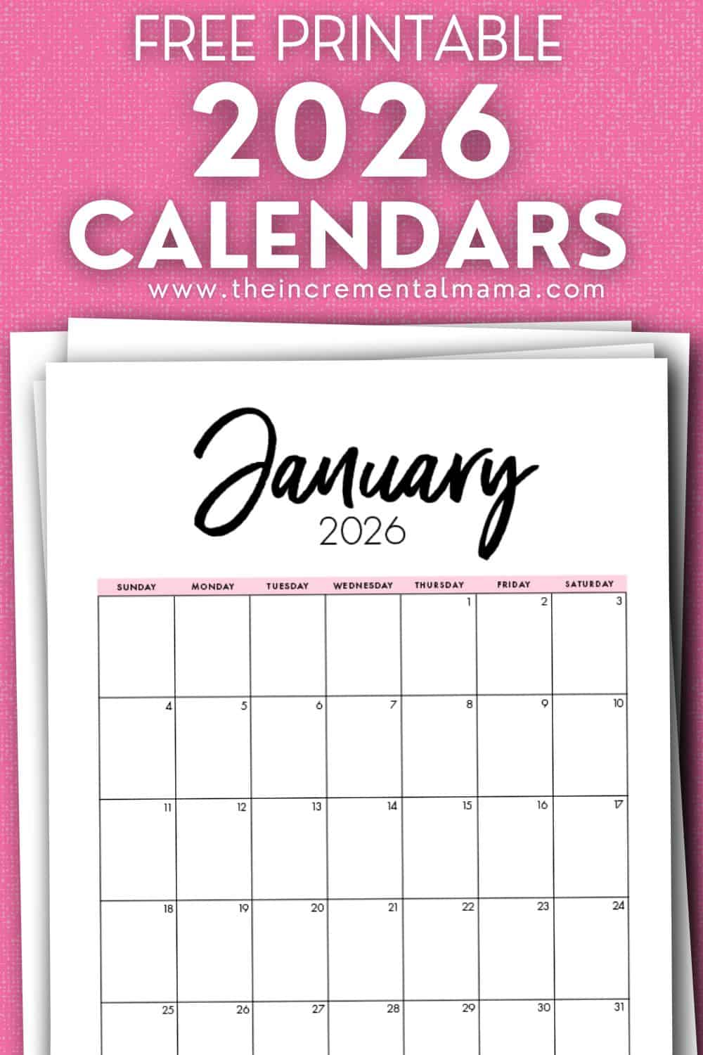 Free Printable 2026 Monthly Calendar Templates (4 Styles) - The ...