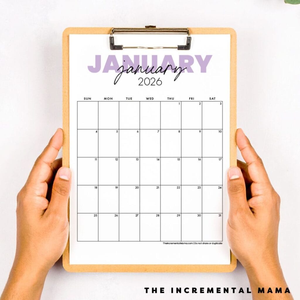 Cute 2026 Monthly Calendar Free Printable