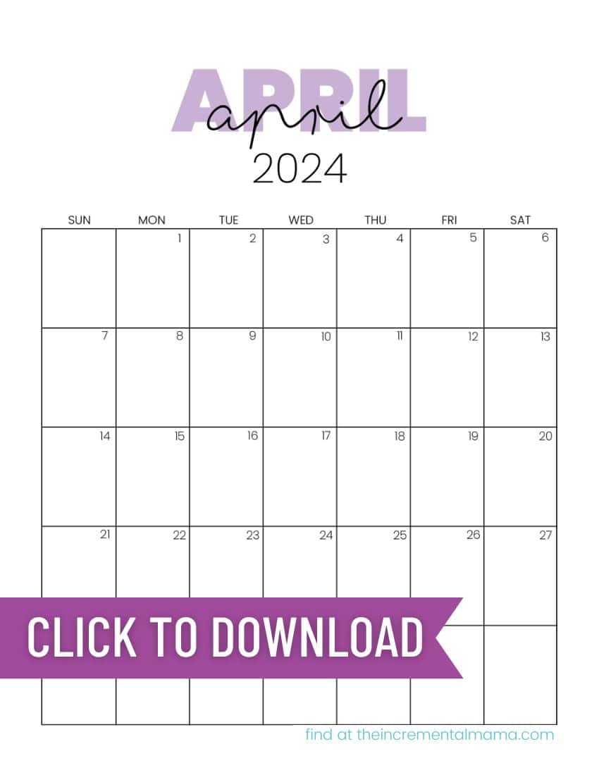 Free 2024 Monthly Calendar Printable Templates - The Incremental Mama