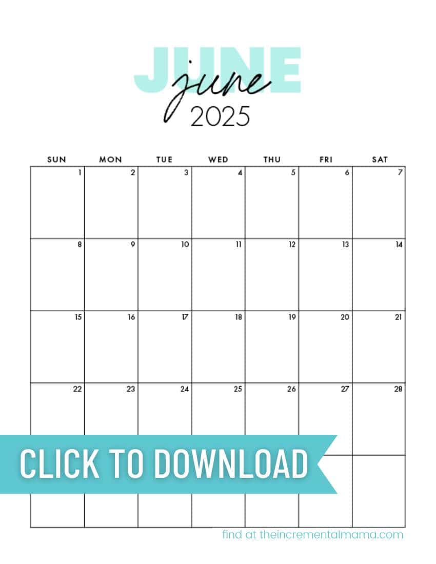 Cute 2025 Monthly Calendar Free Printable