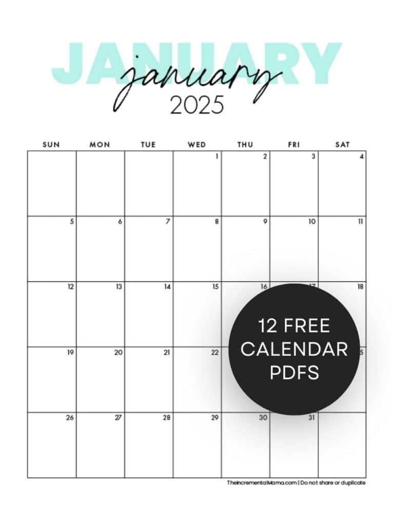 Cute 2025 Monthly Calendar Free Printable