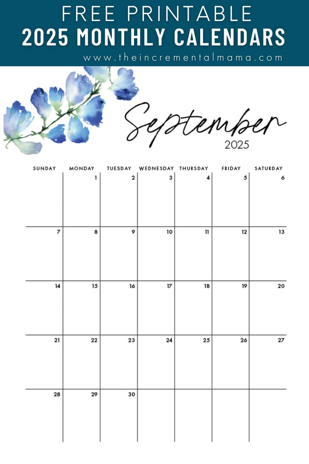 Free 2025 Floral Monthly Calendar PDFs Templates - The Incremental Mama