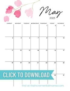 Free 2025 Floral Monthly Calendar PDFs Templates - The Incremental Mama