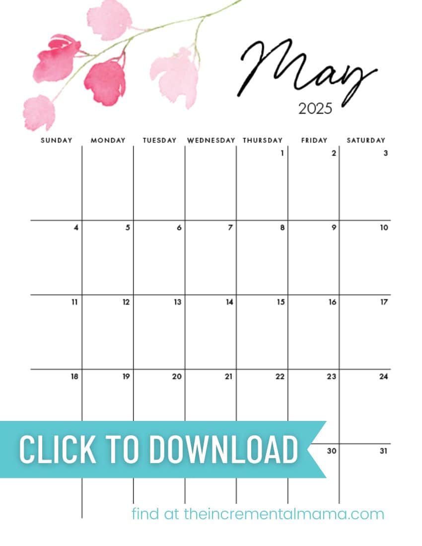 Free 2025 Floral Monthly Calendar PDFs Templates - The Incremental Mama