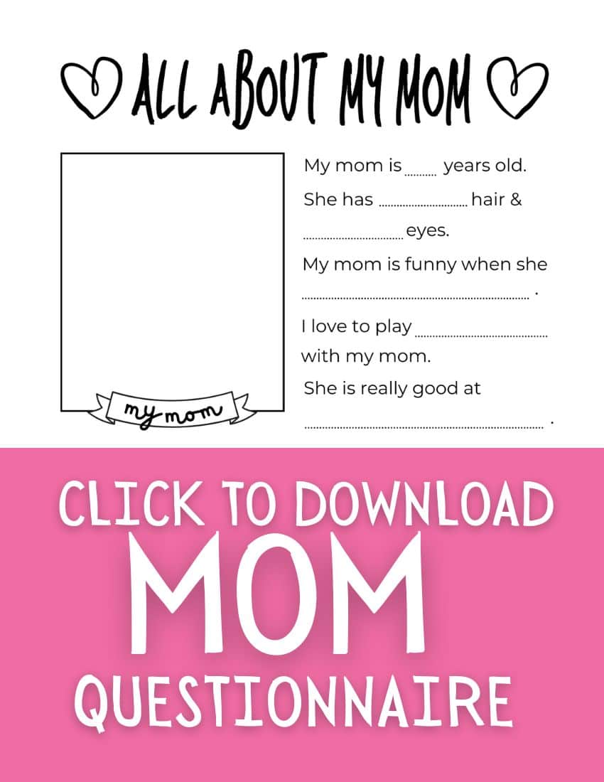 Free Mother's Day Questionnaire Printable Gift for Mom