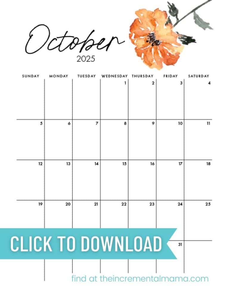 Free 2025 Floral Monthly Calendar PDFs Templates - The Incremental Mama