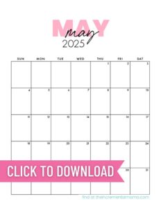 Free Printable 2025 Pink Calendar Templates - The Incremental Mama