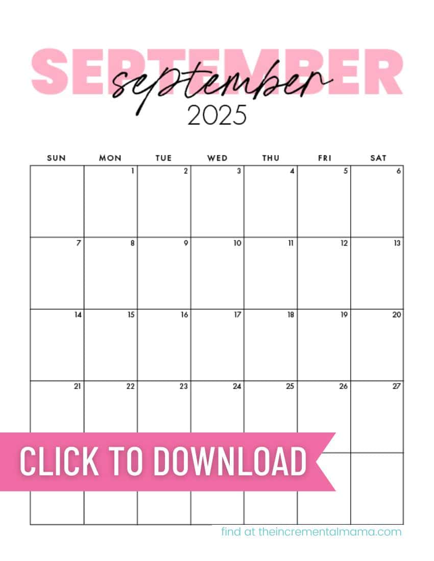 Free Printable 2025 Pink Calendar Templates - The Incremental Mama